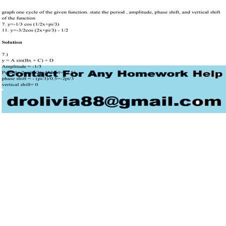 graph one cycle of the given function. state the period , amplitude,.pdf