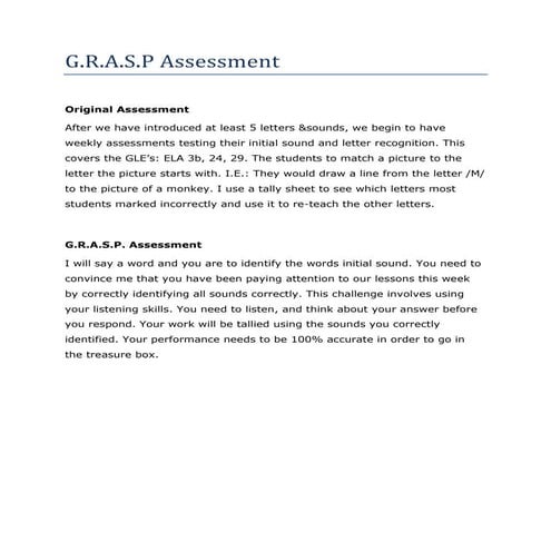 GRASP PERFORMANCE ASSESSMENT | PPTX