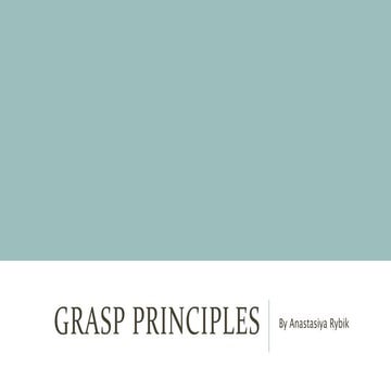 GRASP - General Responsibility Assignment Software Principles | PDF