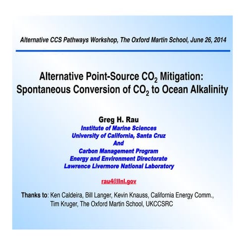 Alternative Point-Source CO2 Mitigation: Spontaneous Conversion of CO2 ...