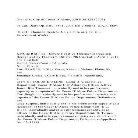 Graves v. City of Coeur D’Alene, 339 F.3d 828 (2003)03 Cal. Da.docx