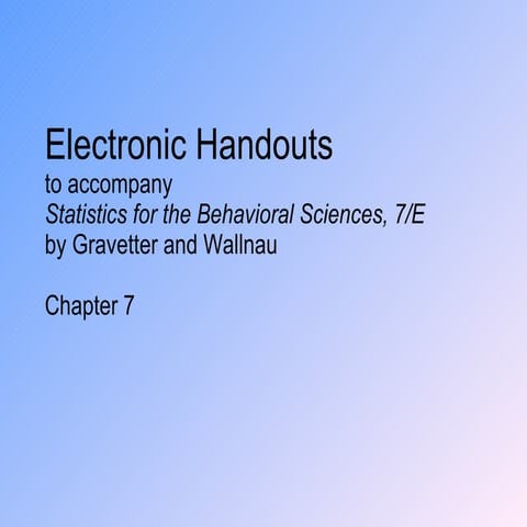 Gravetter & Wallnau 7e Ch 07 | PPT