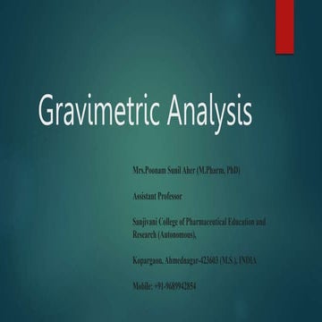 Gravimetric Analysis (Gravimetric Titration) | PPTX