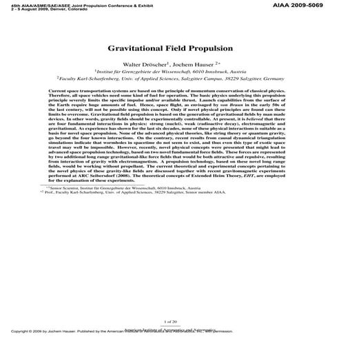Gravitational field propulsion | PDF