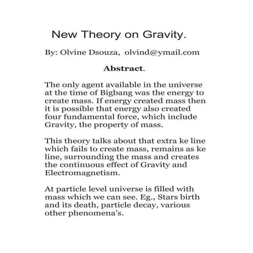 Gravity New Theory & Creation of Mass Particle. | PDF