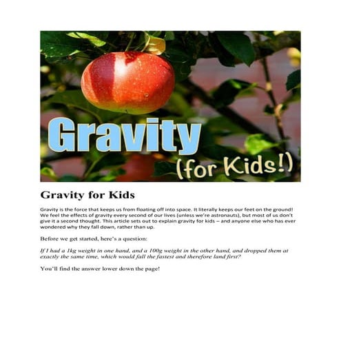 Gravity Definition For Kids