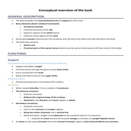 Gray's Anatomy, Chapter 2, Skeletal Framework Of The Back | PDF