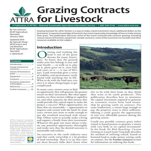 Grazing Contracts for Livestock | PDF