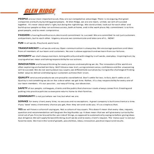 Glen Ridge core values | PDF