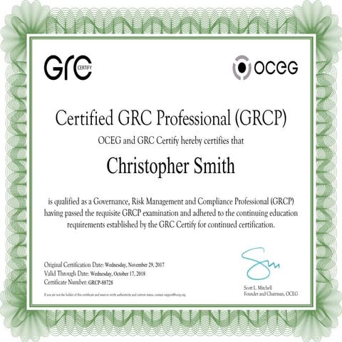 Certified GRC Professional | PDF