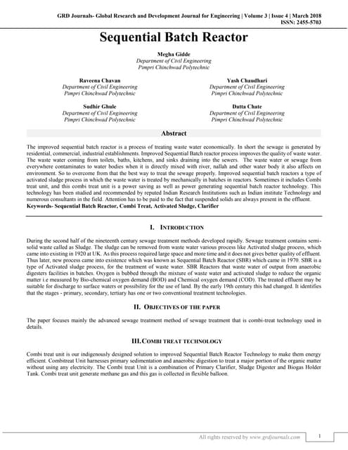 Sequencing batch reactor ppt | PPT