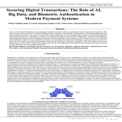 Securing Digital Transactions The Role Of Ai Big Data And Biometric