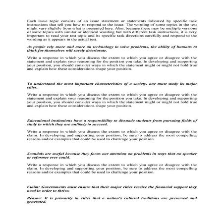 Gre analysis-of-an-issue-essay-list-1 | PDF | College Planning ...