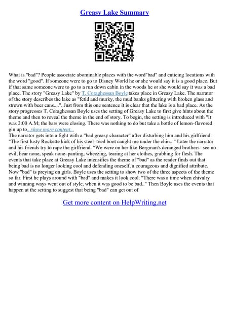 Greasy Lake Short Story Characters Clipart