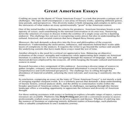 Great American Essays | PDF