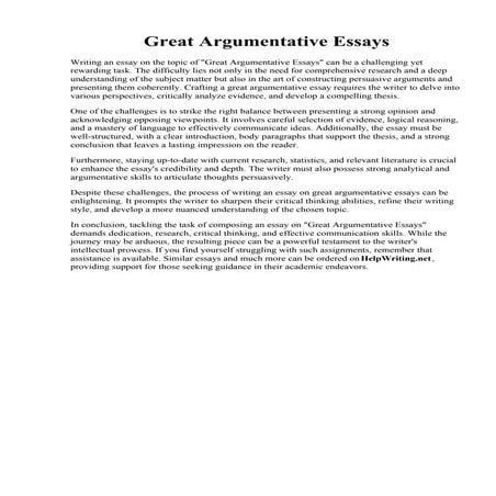 Great Argumentative Essays | PDF