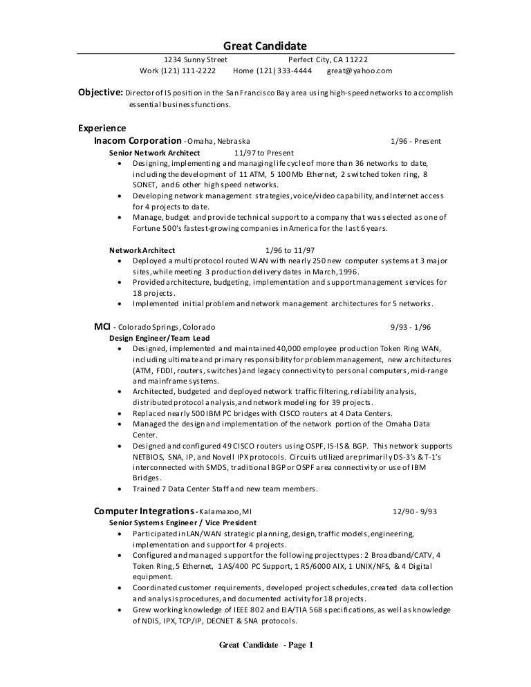 Experienced Candidate Resume Format