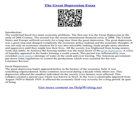 The Causes And Effects Of The Great Depression | PDF