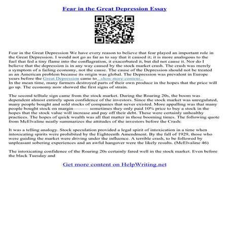 Great Depression Essay Topics | PDF