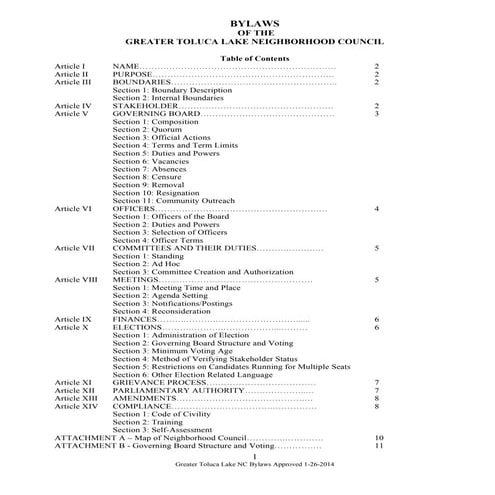 Greater Toluca Lake NC Bylaws | PDF
