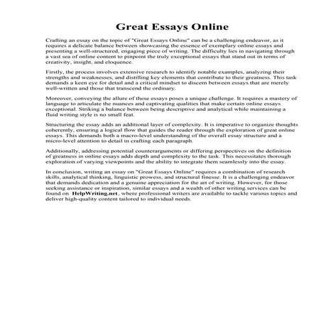 Great Essays Online | PDF