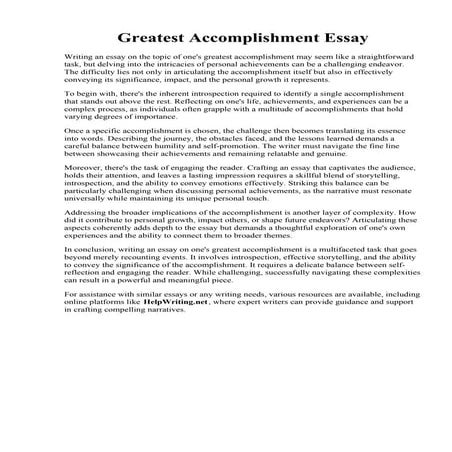 Greatest Accomplishment Essay. Most significant accomplishment essay ...