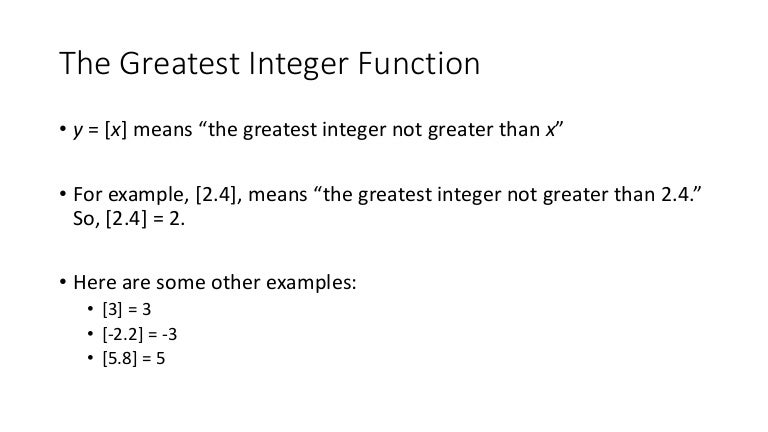 Greatest integer