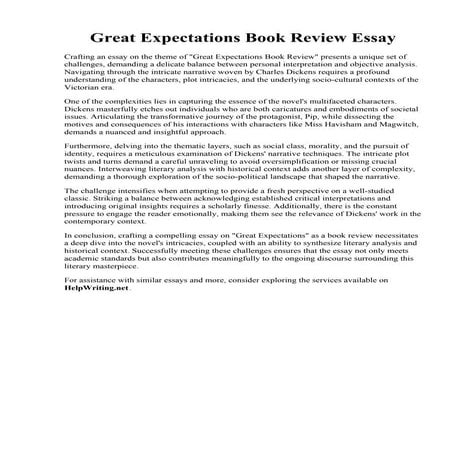 Great Expectations Book Review Essay | PDF