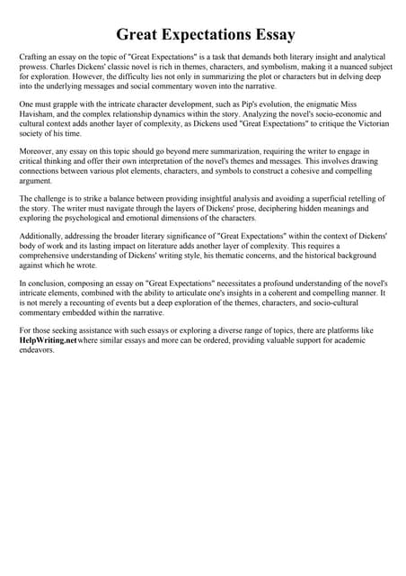 Great Expectation Essay. University of Denver | PDF
