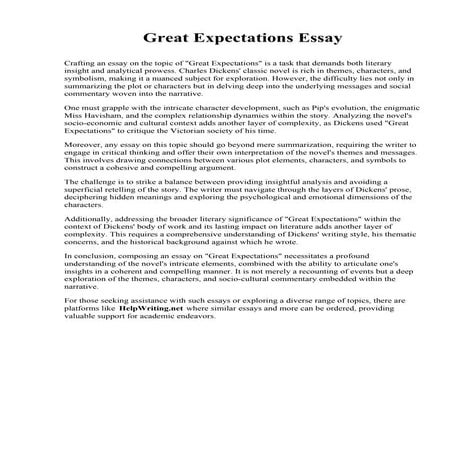 Great Expectations Essay. University of Arkansas Grantham | PDF ...