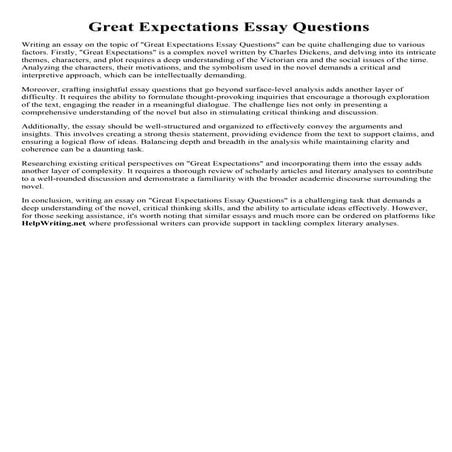Essays On Great Expectations | PDF
