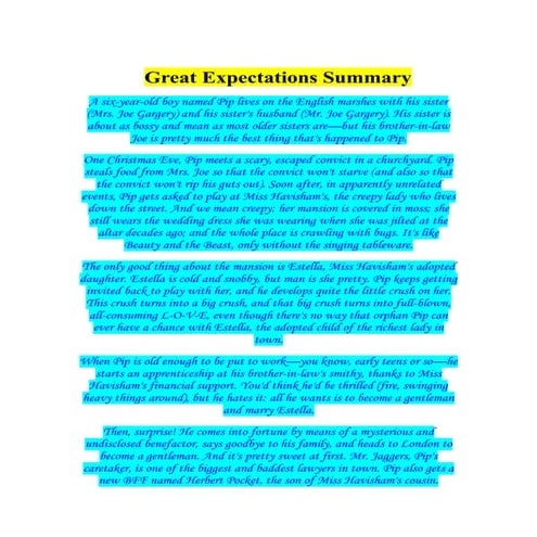 Great expectations summary | PDF