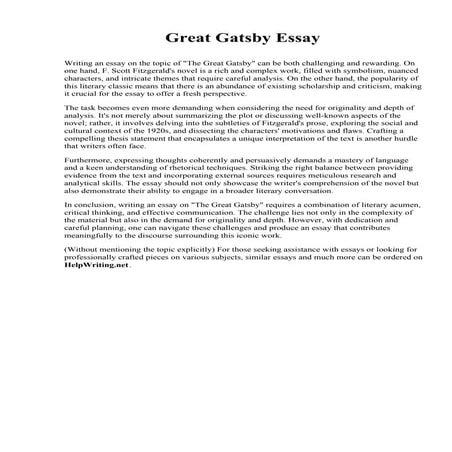 Gatsby Essay | PDF