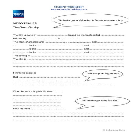 The Great Gatsby worksheet | PDF