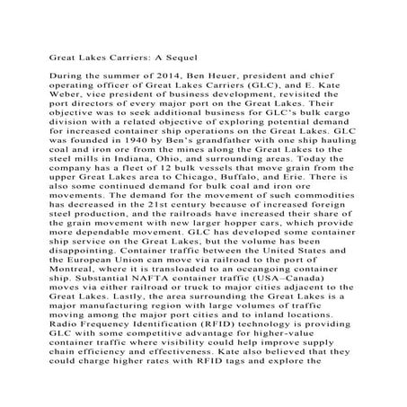 Great Lakes Carriers A SequelDuring the summer of 2014, Ben H.docx