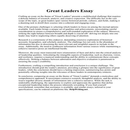 Great Leaders Essay | PDF