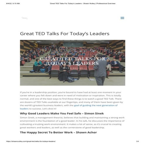 Great TED Talks For Today’s Leaders | PDF