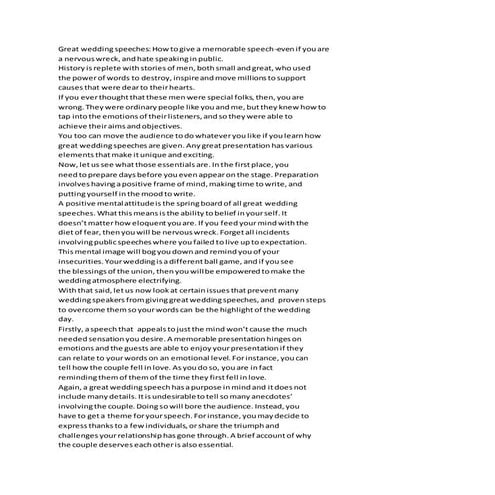 Great wedding speeches | DOCX | Wedding | Personal Celebrations & Life Events