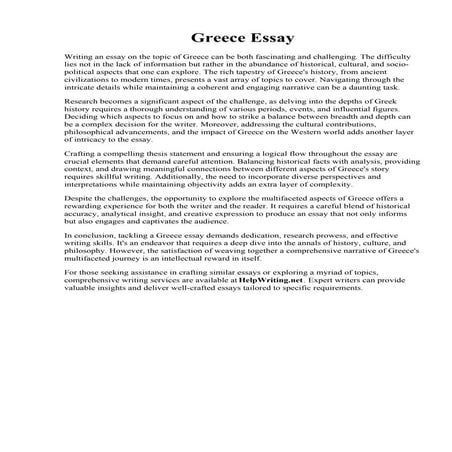 Greece Essay. Ancient Greece / Research Papers / ID: 373525 | PDF