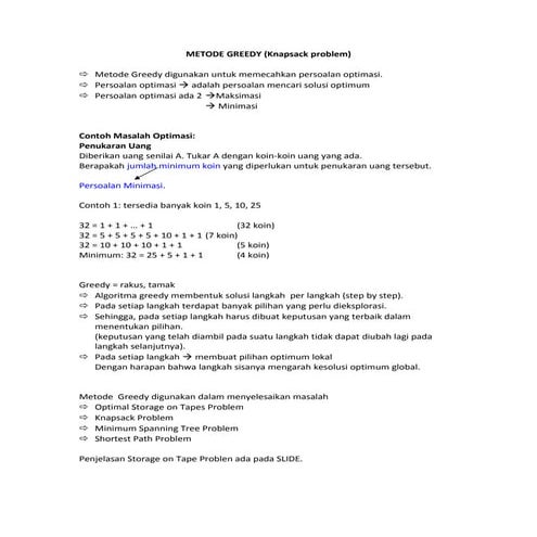 Greedy knapsack | DOC