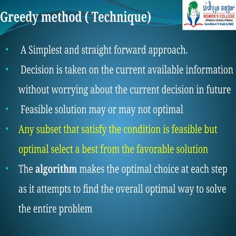 Greedy method.pptx for design analysis a | PPTX