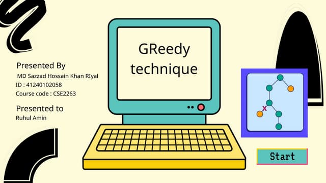 Greedy Algorithm Technique Explained Using Minimal Spanning Treemstpptx