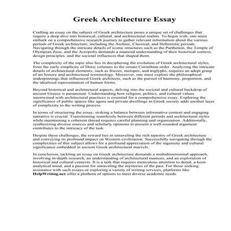 Greek Architecture Essay. Navajo Technical University | PDF