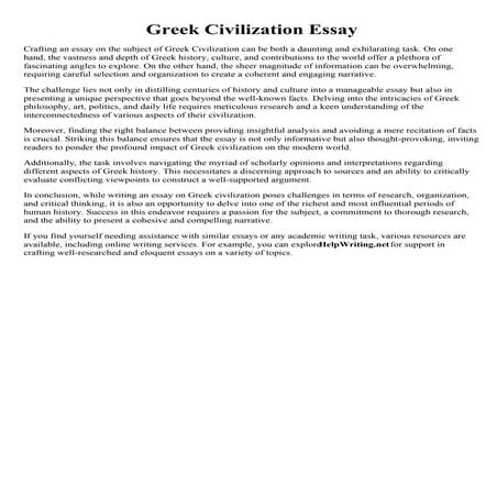 Greek Civilization Essay | PDF