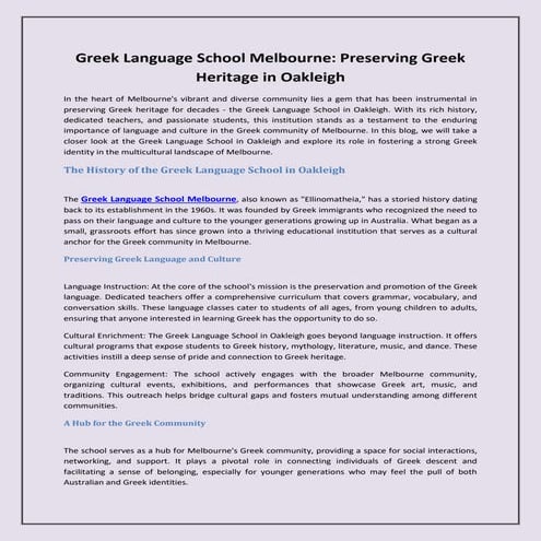 GREEK LANGUAGE MELBOURNE | PPTX