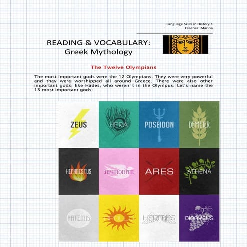 Greek Mythology (LANGUAGE SKILLS IN HISTORY) ESO1 | PDF