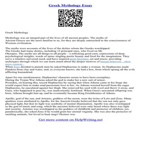 Greek Mythology Essays | PDF | Sleep Disorders | Diseases and Conditions