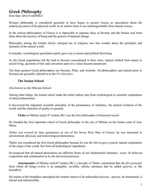 Ancient Greek Philosophy | PPT