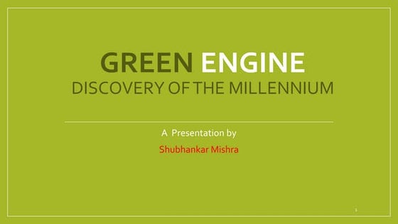 Green engine | PPTX | Green Vehicles | Auto Type