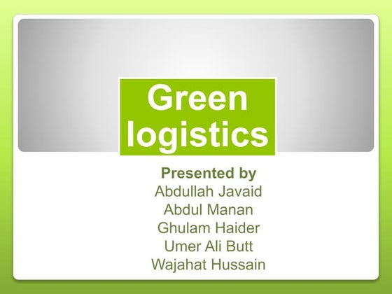 Green Logistic | PDF